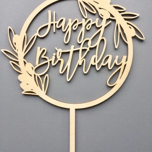 Cake Topper Round Frame SVG, Happy Birthday Frame Topper SVG, Wedding ...