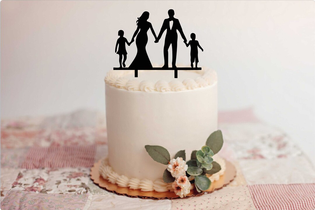Family Topper Svg Couple With Kids Svg Topper, Wedding Cake Topper, Mr ...