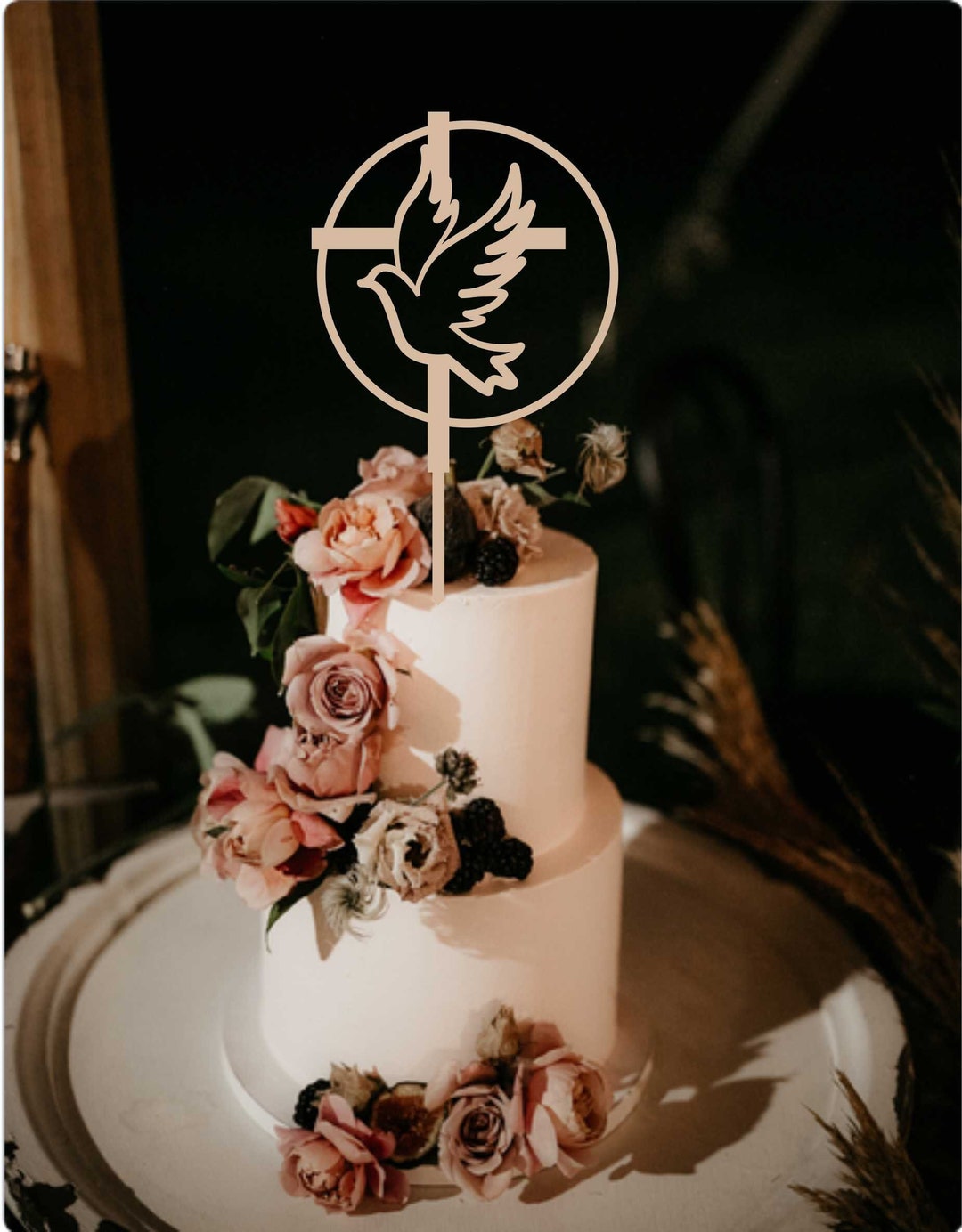 Dove Cross Round Cake Topper SVG, Holy Communion Dove Cutting, Svg File ...