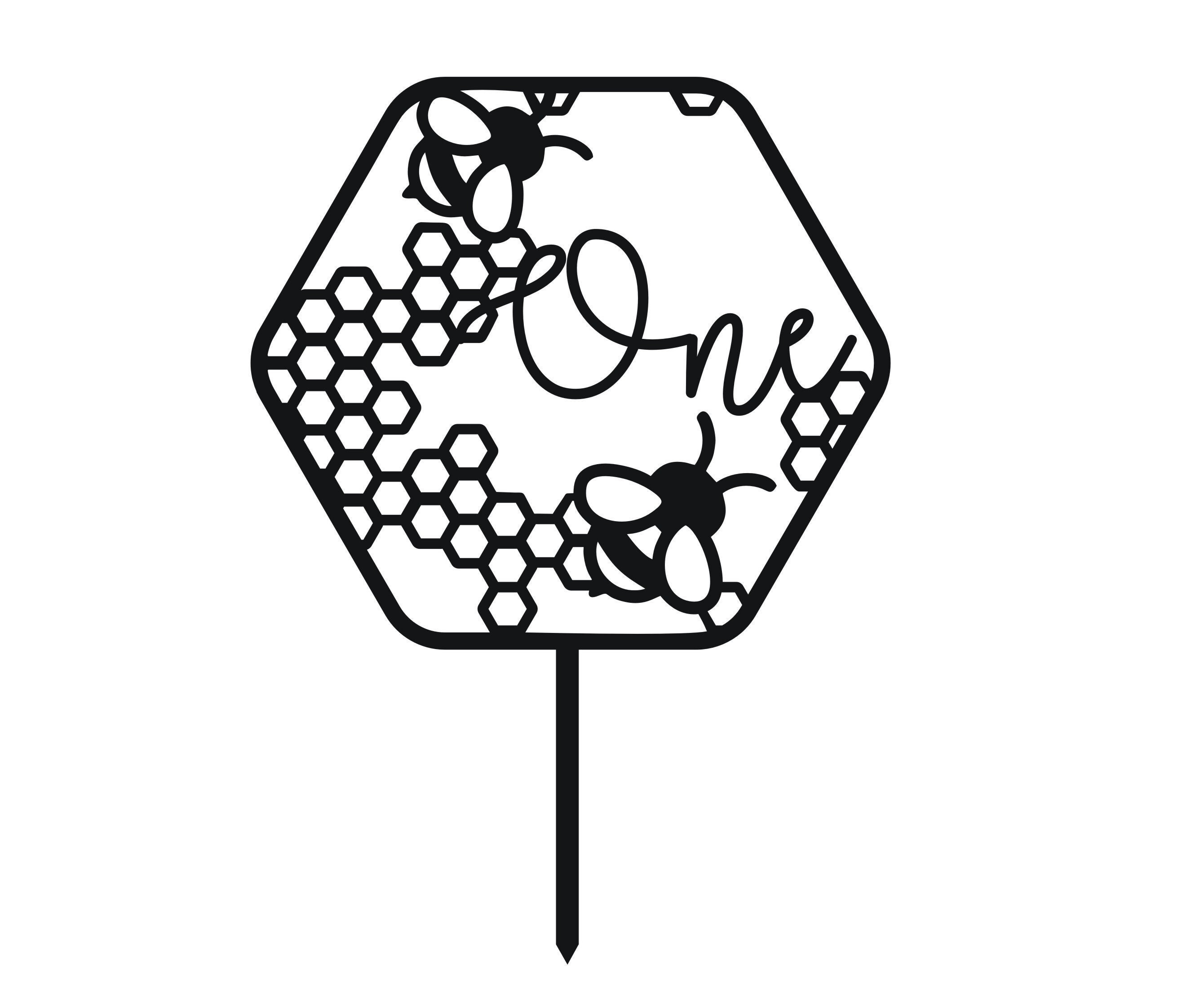 One Birthday Cake Topper SVG Bee One Svg Topper DXF Party - Etsy