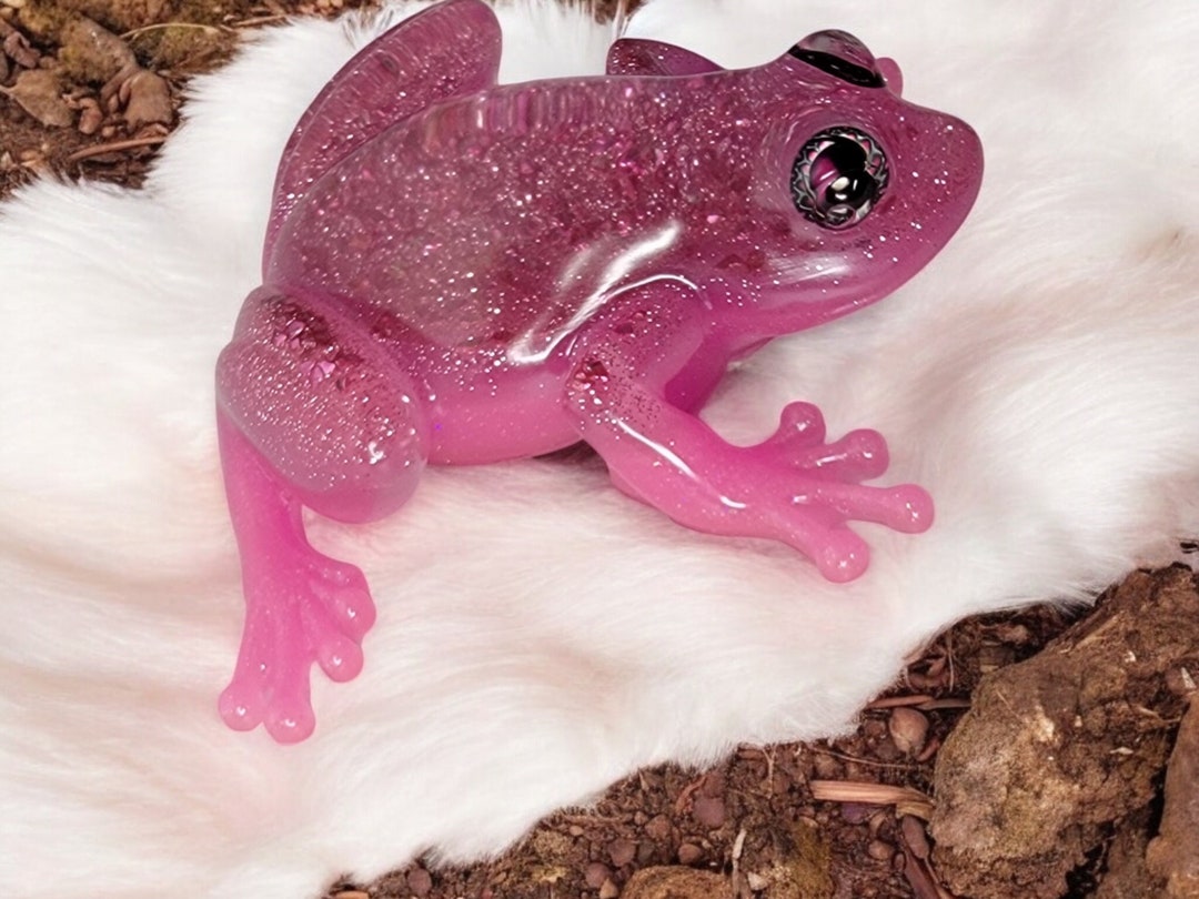 Handmade Pink Glow in the Dark Glitter Frog Unique Sparkling Frog ...