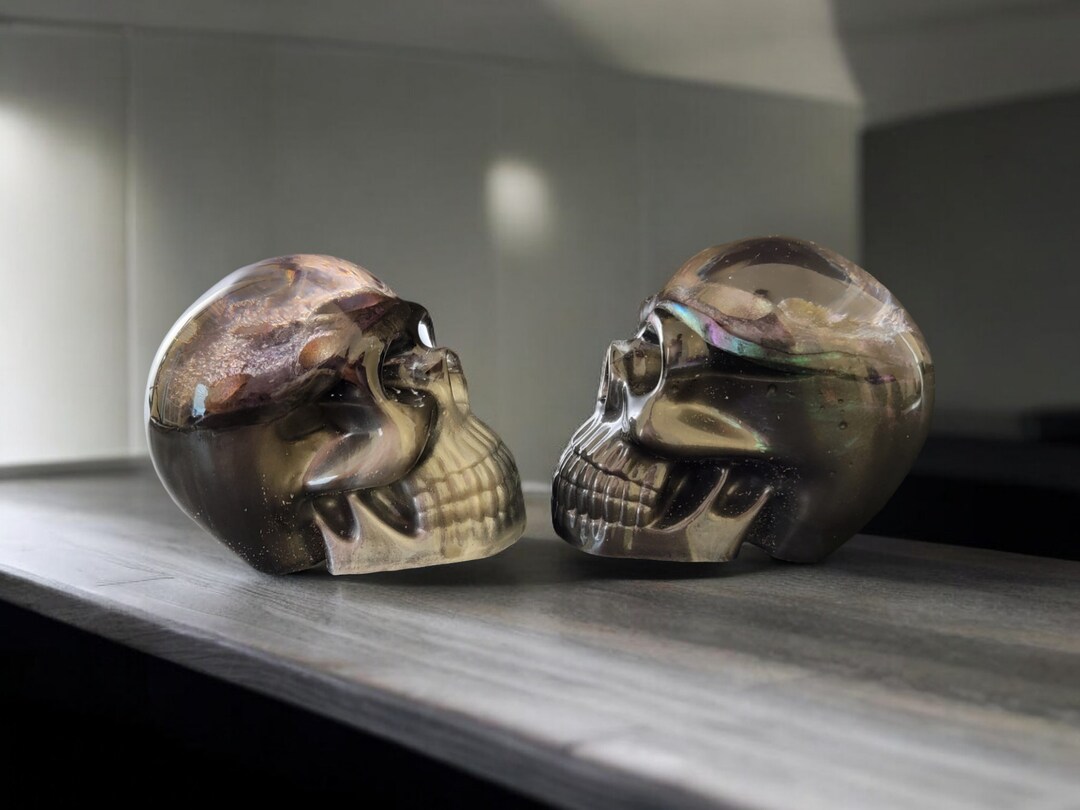 Iridescent Moon Skull Sculptures Handcrafted Decorative Skulls With ...