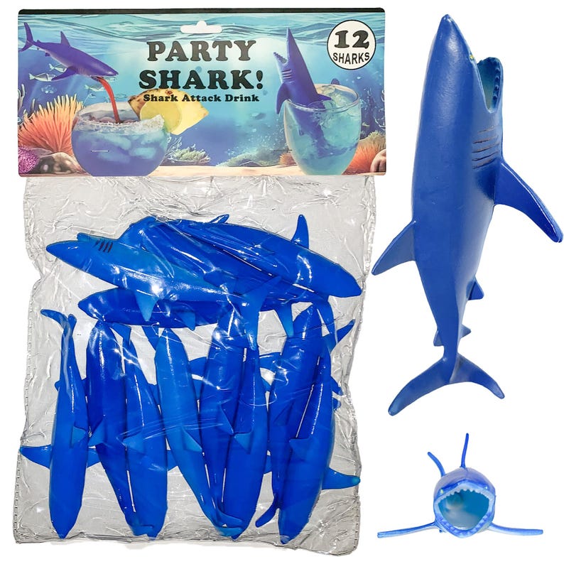 12 - Plastic Sharks for Drinks - Great Shark Decor for Shark Parties ...