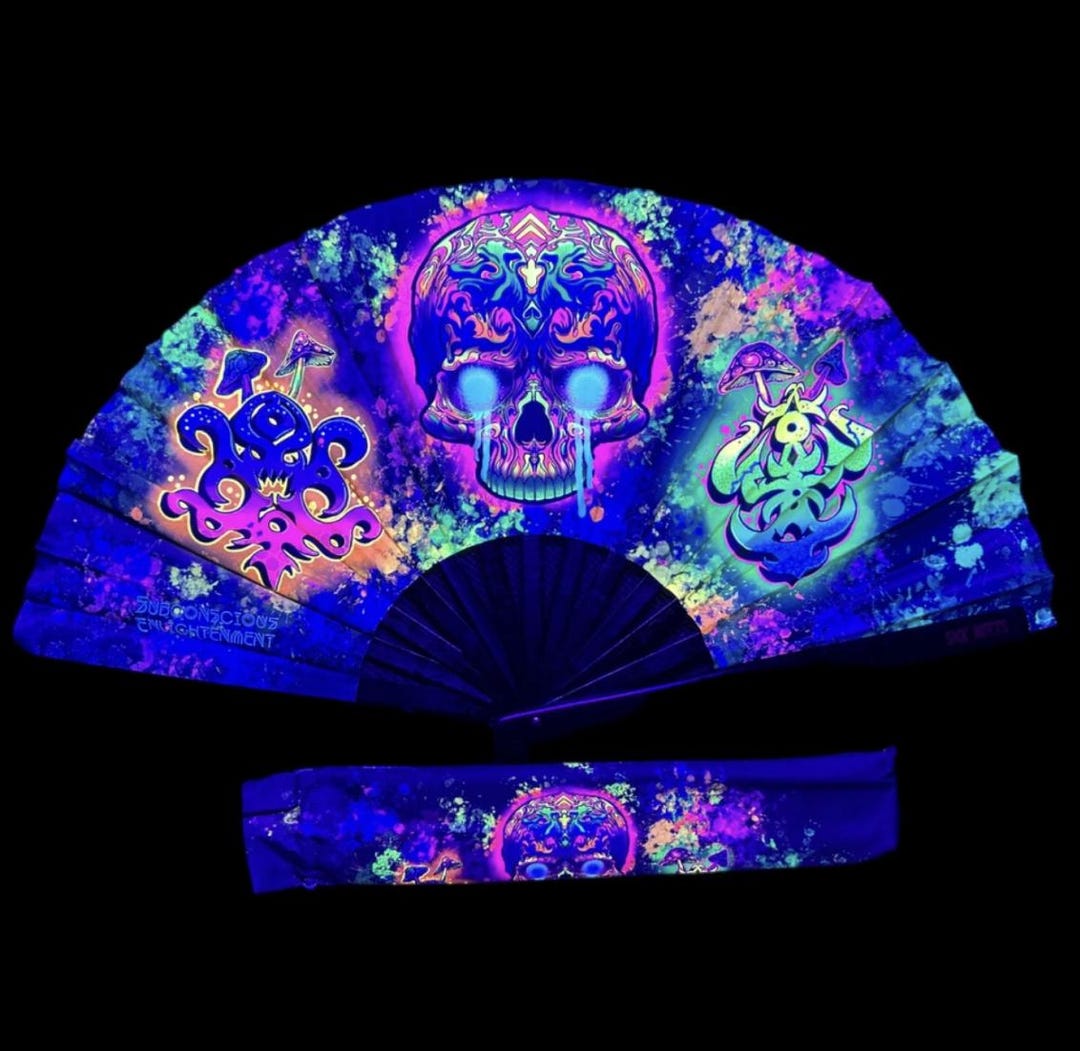 Skull UV Reactive Fan With Matching Bag – Perfect Music Festival ...