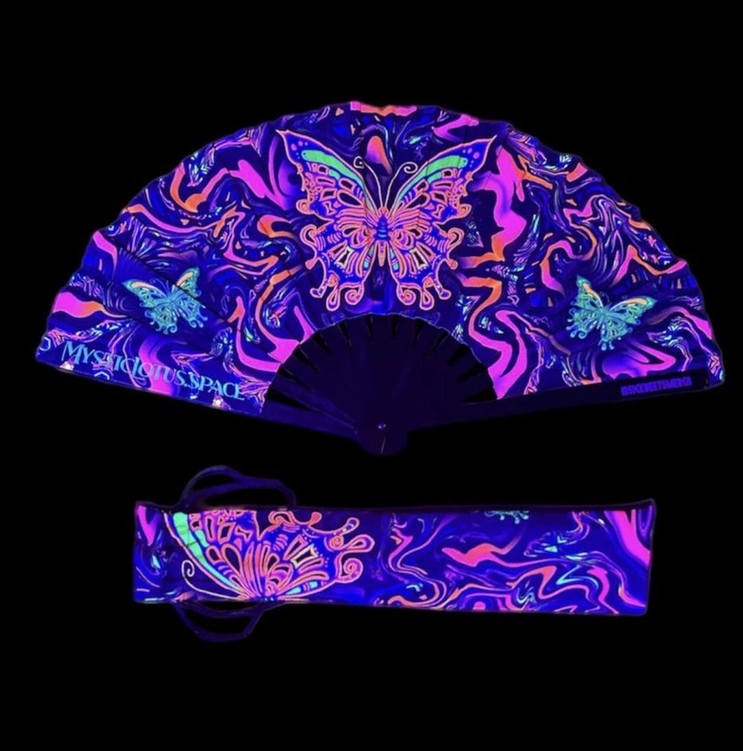 Butterfly UV Reactive Fan With Matching Bag – Perfect Music Festival ...