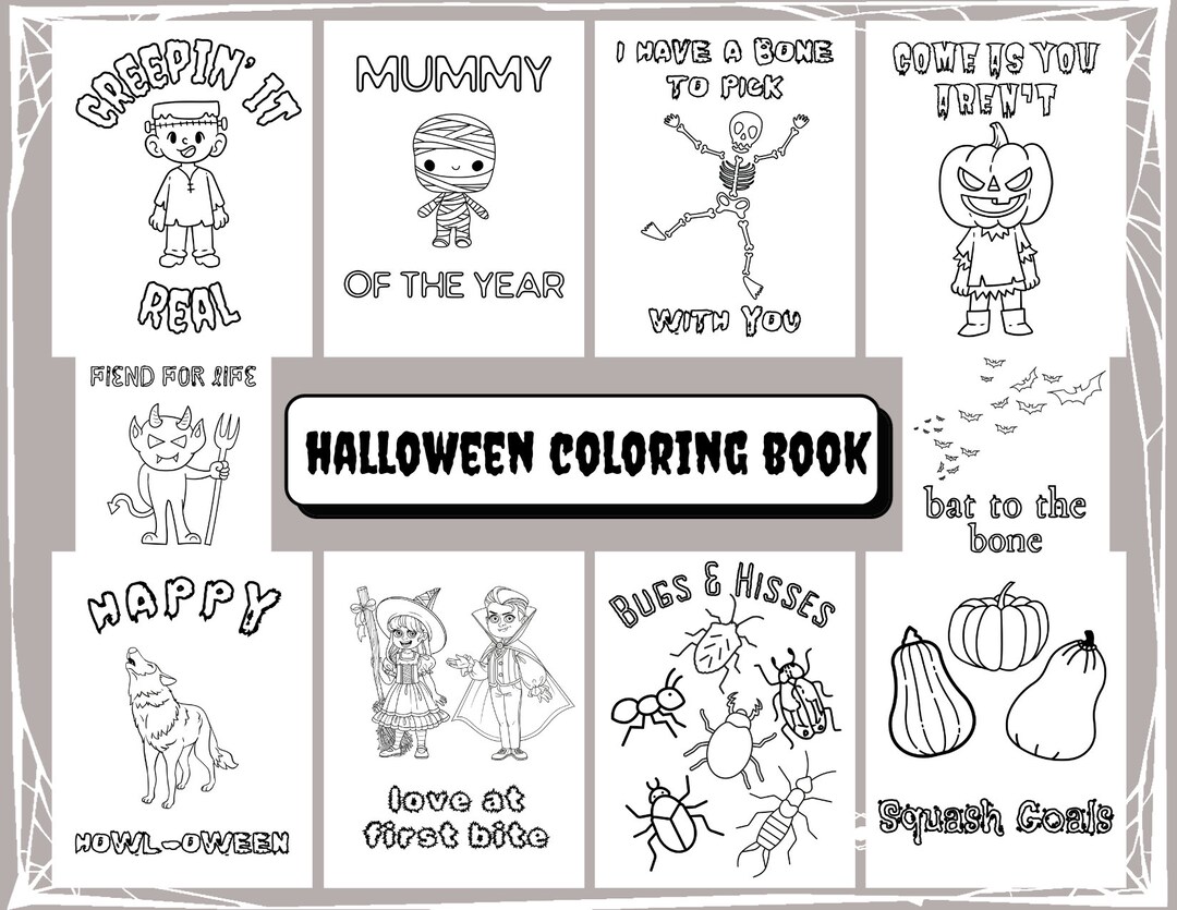 Punny Halloween Coloring Book Pages for Children & Adults, Spooky ...