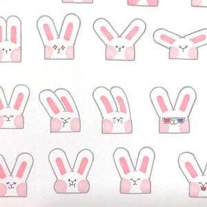 Face Rabbit Stickers, Printable Stickers, Digital Stickers, PDF, PNG ...