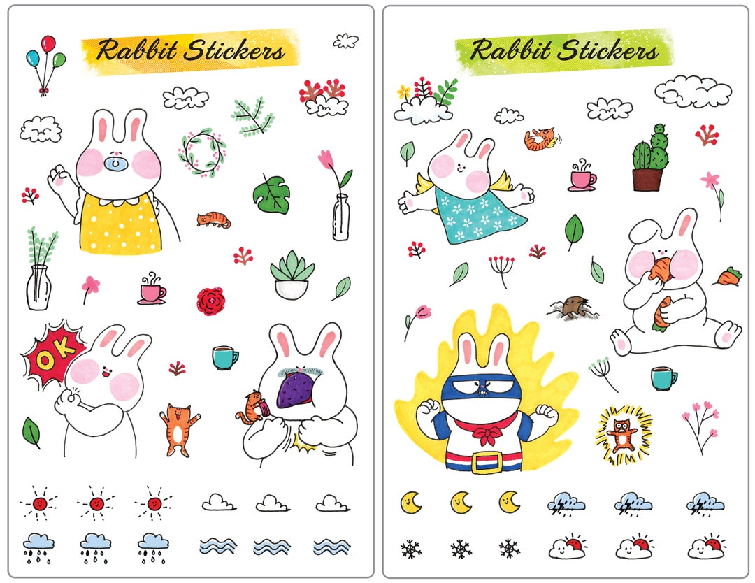 Rabbit Stickers, Printable Rabbitstickers, Digital Stickers, One Note ...