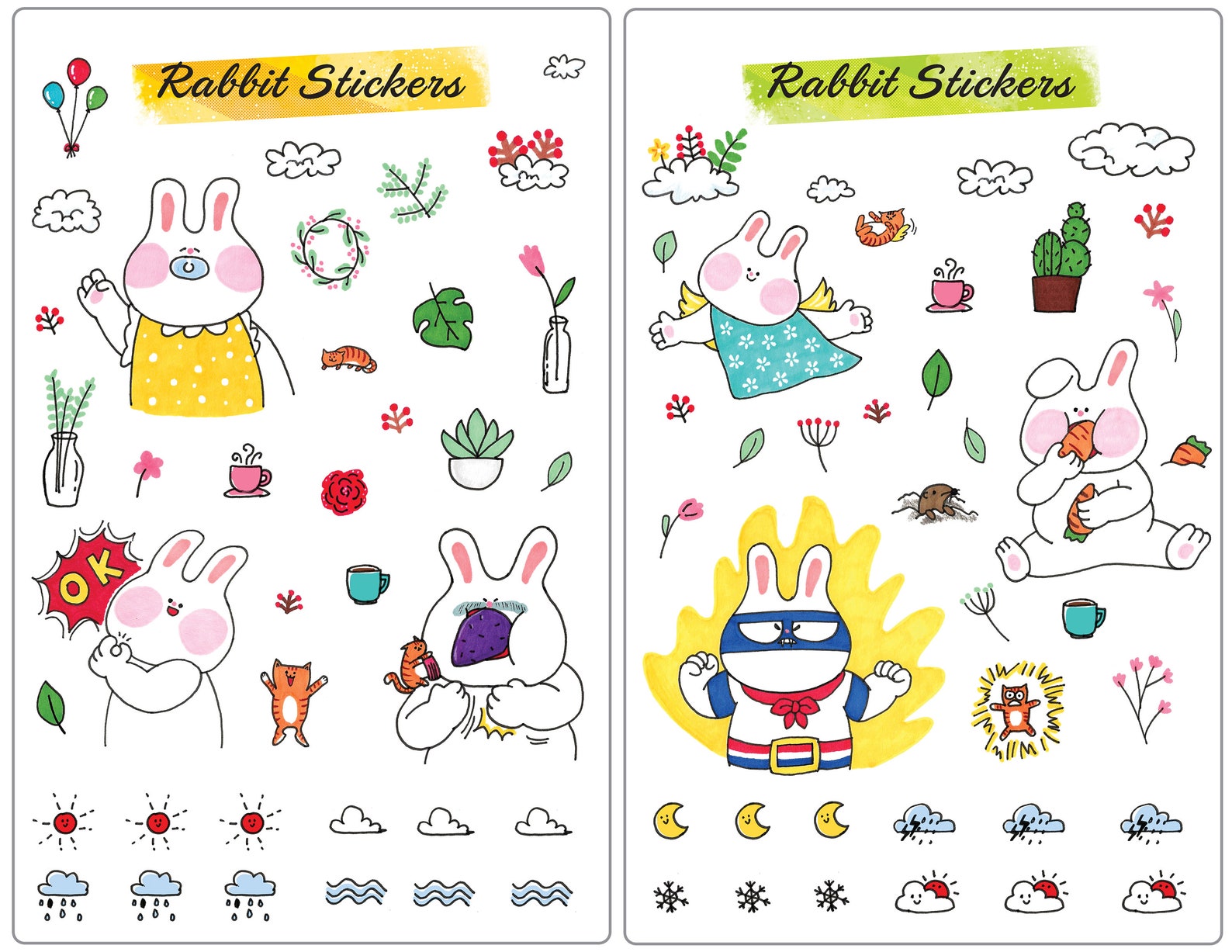 Rabbit Stickers, Printable Rabbitstickers, Digital Stickers, One Note ...
