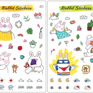 Rabbit Stickers, Printable Rabbitstickers, Digital Stickers, One Note ...