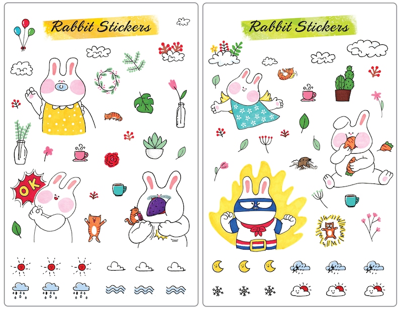 Rabbit Stickers, Printable Rabbitstickers, Digital Stickers, One Note ...