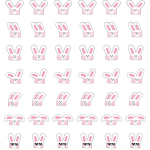 Face Rabbit Stickers, Printable Stickers, Digital Stickers, PDF, PNG ...