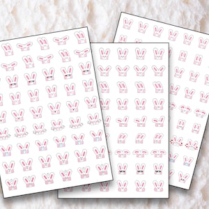 Face Rabbit Stickers, Printable Stickers, Digital Stickers, PDF, PNG ...