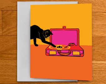 Black Cat Card - Etsy