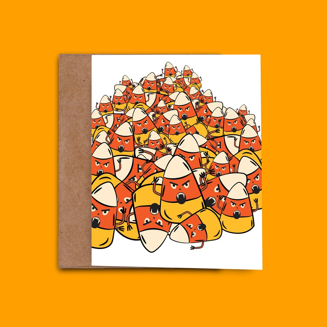 Halloween Candy Corn Card Funny Halloween Card Candy Corn Riot - Etsy