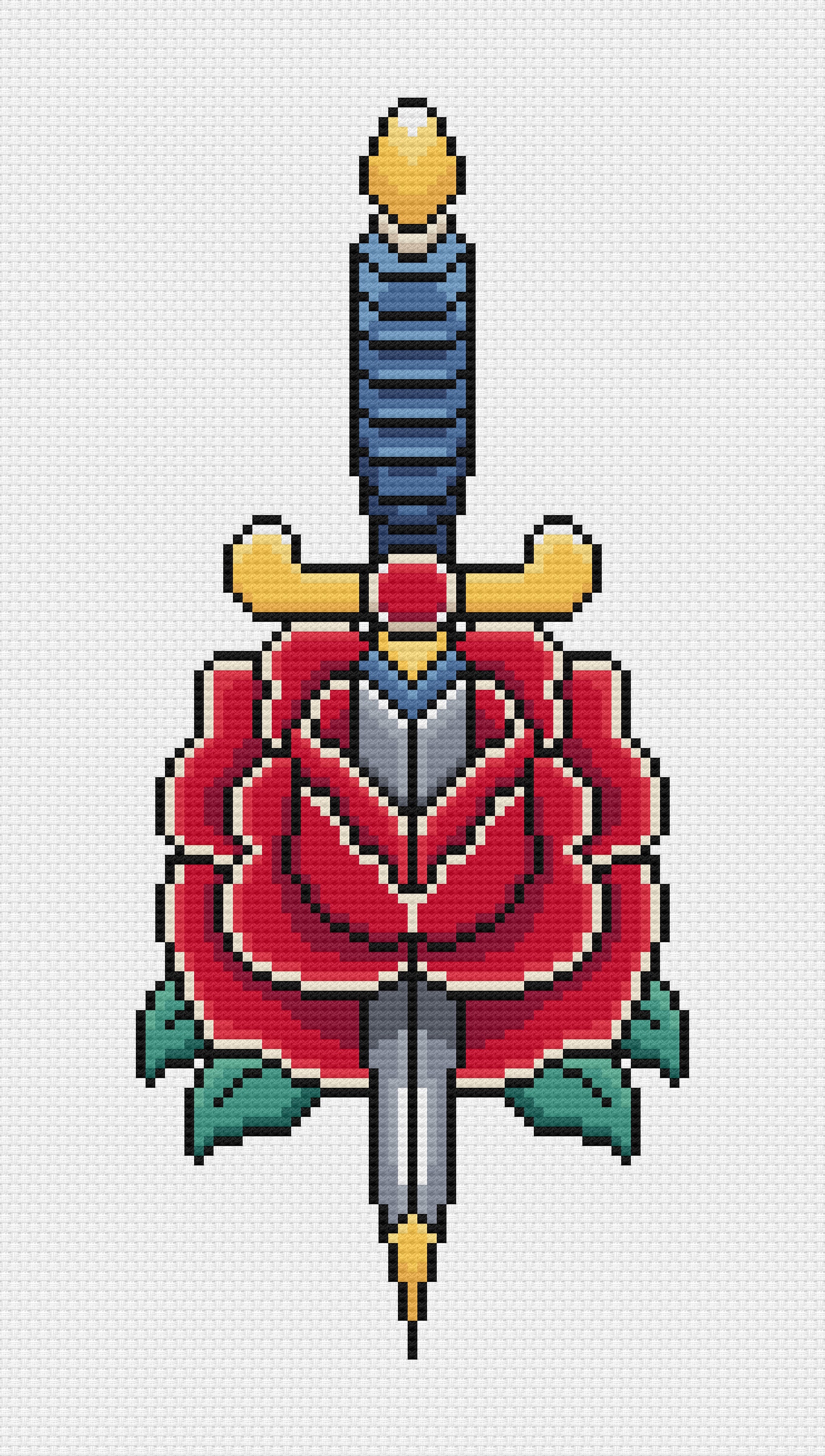 American Traditional Rose and Dagger Tattoo Cross Stitch - Etsy
