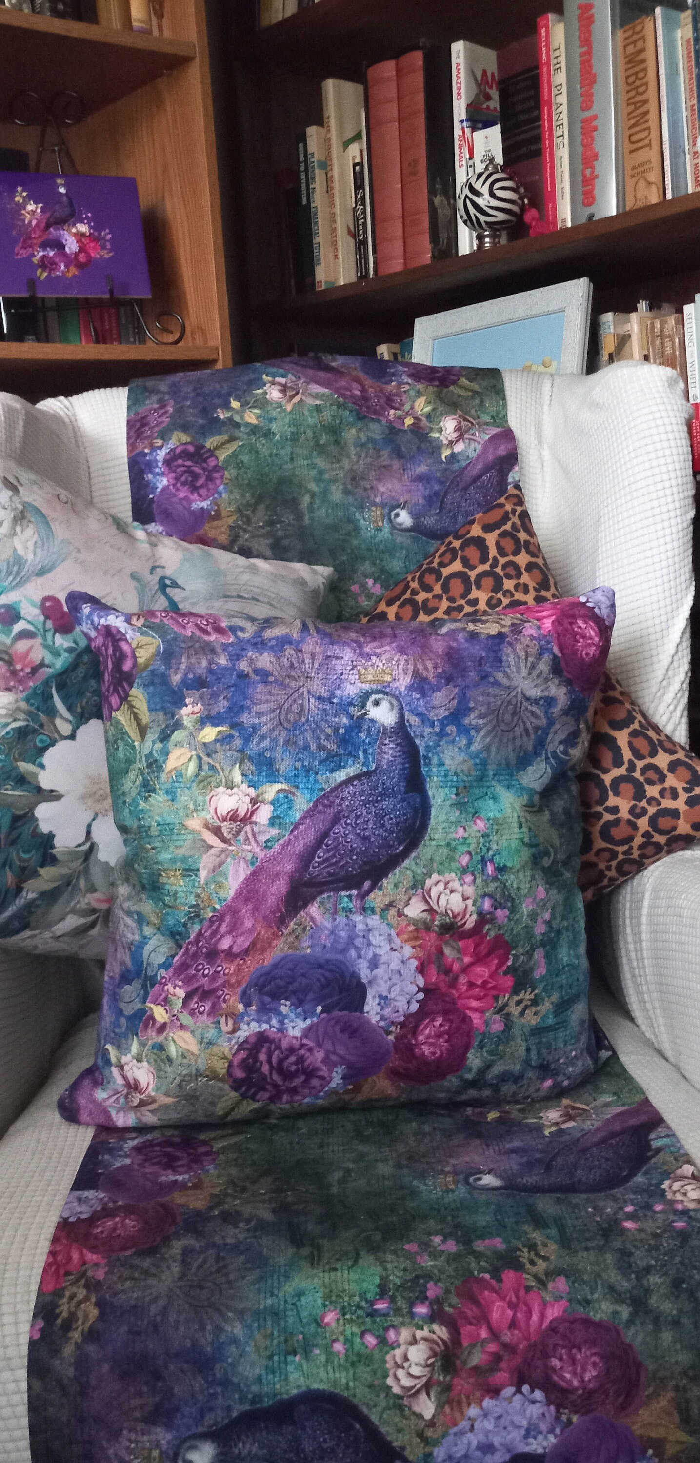 Elegant Purple Peacock Table Runner 16x72 Inches, Grandmillennial Home ...