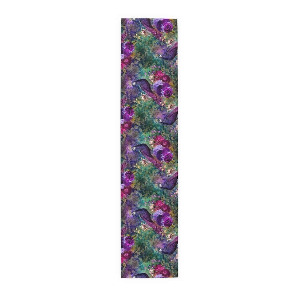 Elegant Purple Peacock Table Runner 16x72 Inches, Grandmillennial Home ...