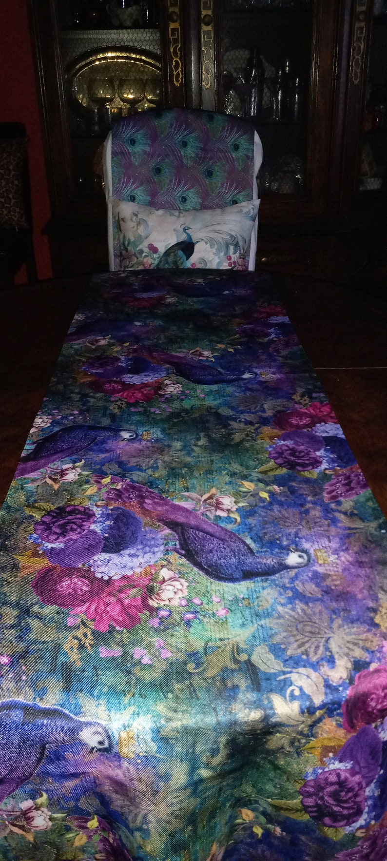 Elegant Purple Peacock Table Runner 16x72 Inches - Etsy