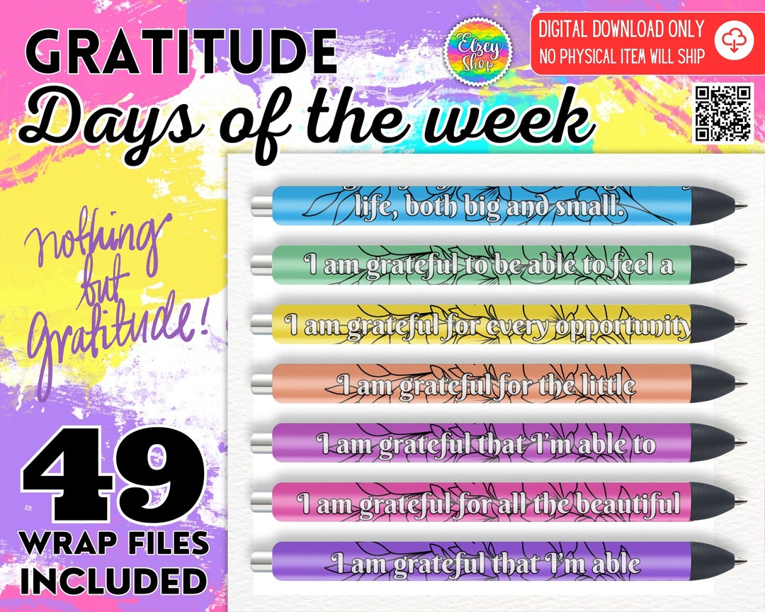 Pen Wraps - Days of the Week (gratitude) - Etsy