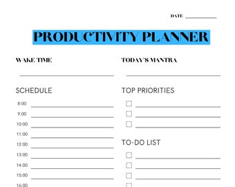 Productive AF Minimalist Productivity Daily Planner Printable Schedule ...