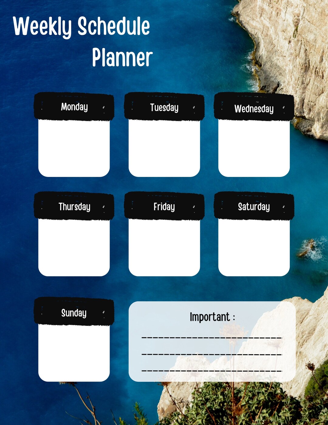 Printable Weekly Schedule - Etsy