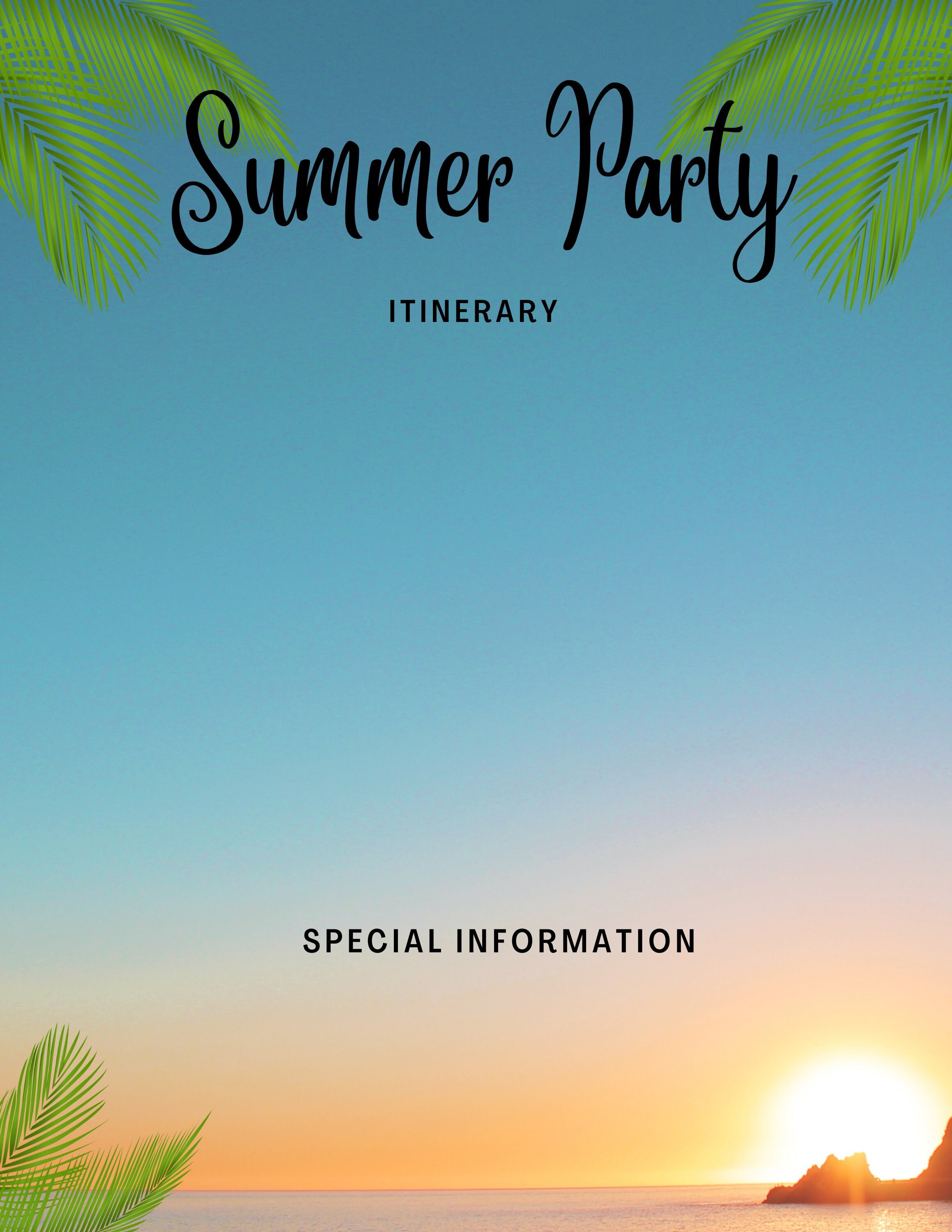 Summer Party Itinerary Printable - Etsy