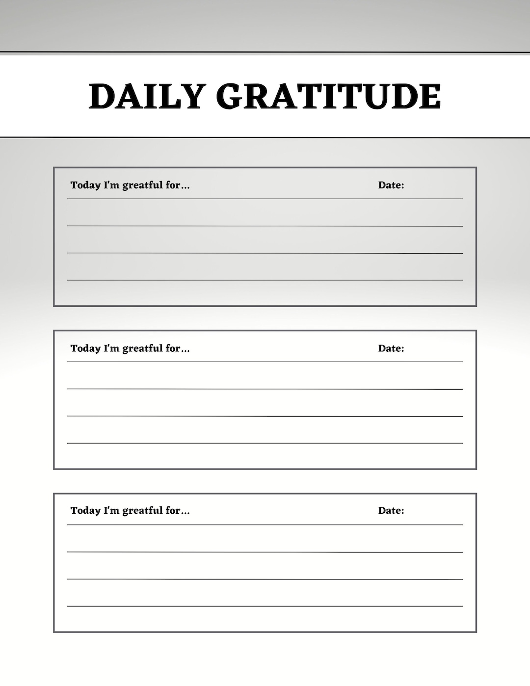 Daily Gratitude Journal Printable Journal Page - Etsy