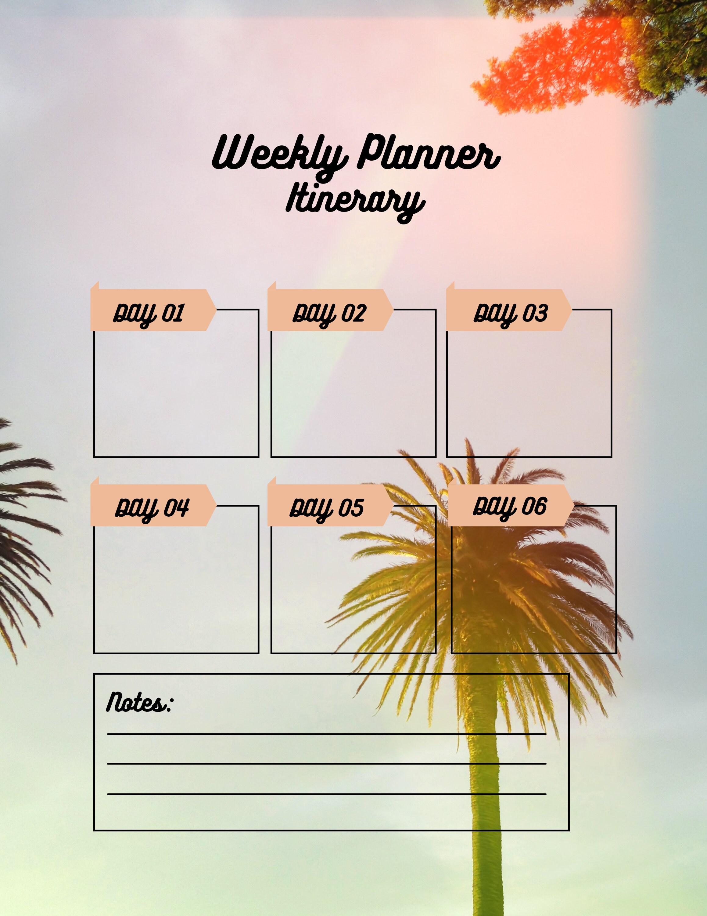 Printable Weekly Itinerary - Etsy