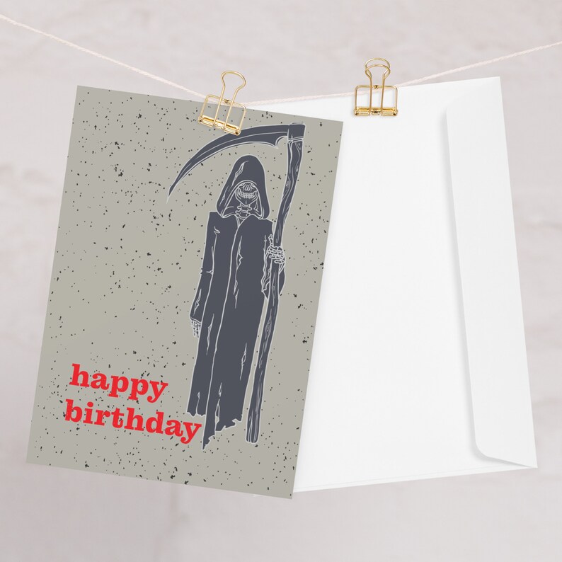Grim Reaper Birthday Card Goth Birthday Card Witchy - Etsy