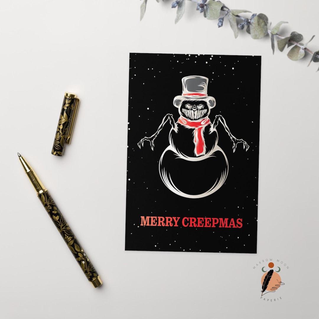 Merry Creepmas Horror Christmas Cards Creepy Snowman Holiday Cards ...