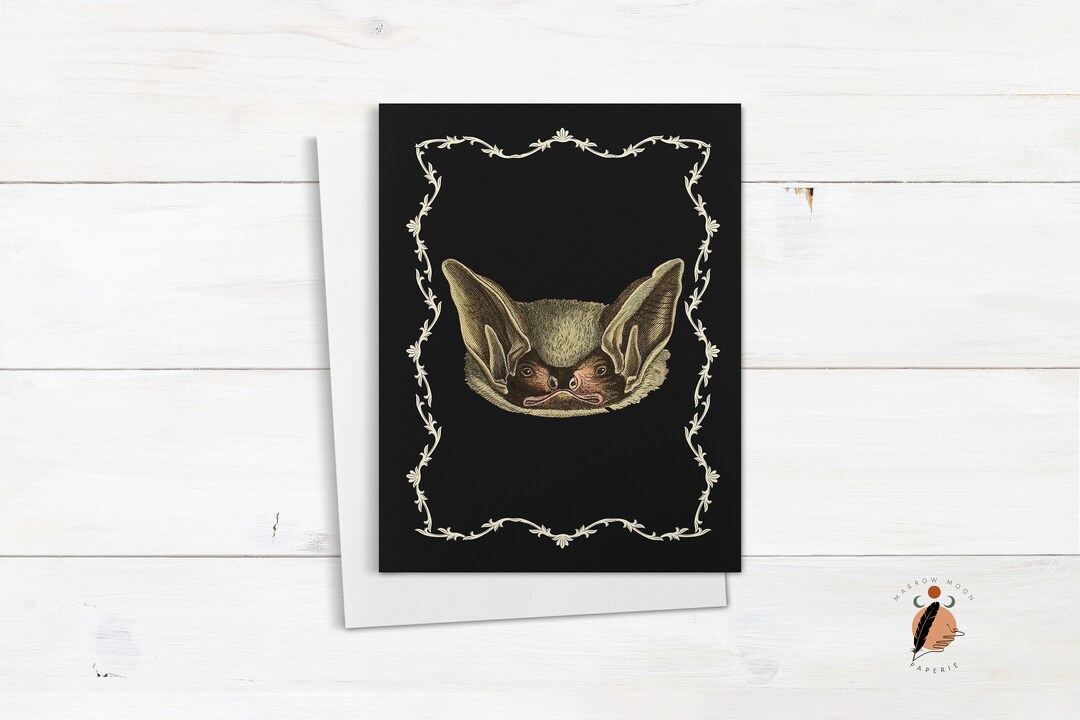 Gothic Bat Head Greeting Cards, 10 Vintage Bat Illustrations, Victorian ...