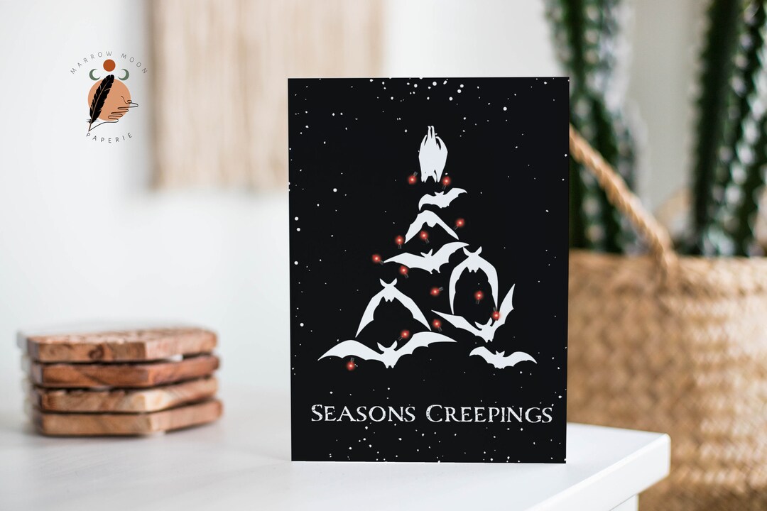Seasons Creepings Bat Christmas Cards Creepy Holiday Cards Horror ...