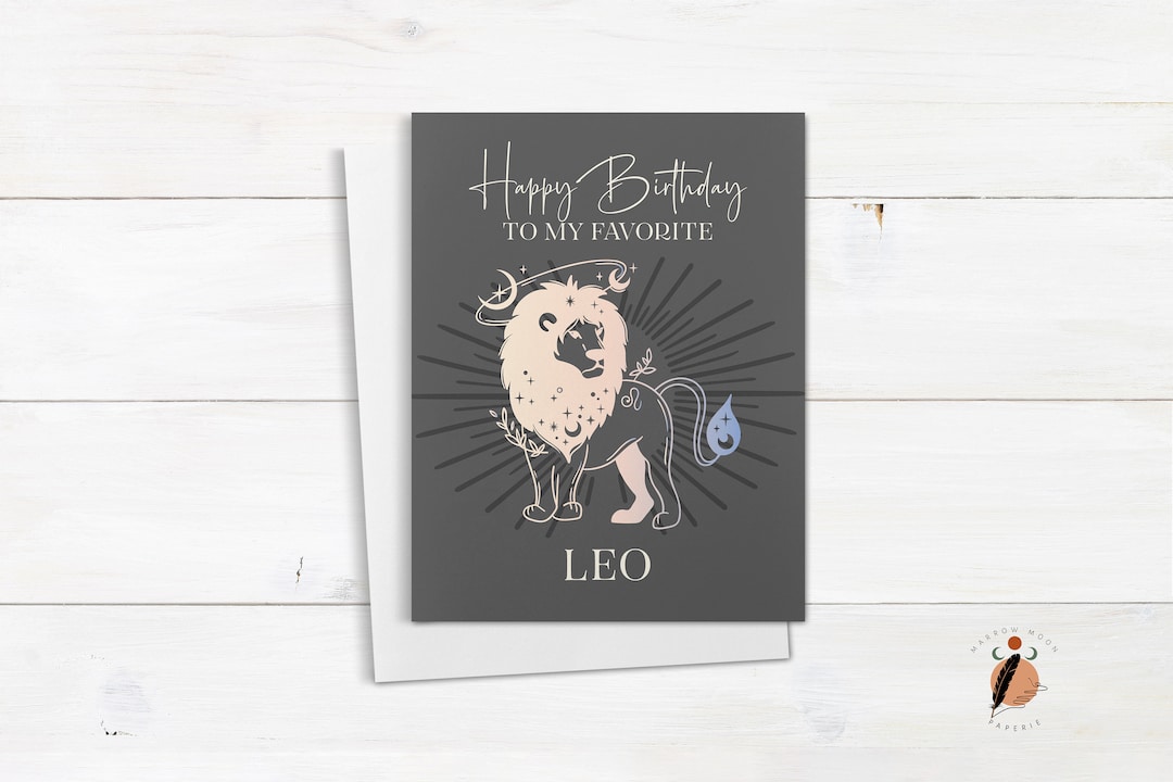 Leo Birthday Card Leo Zodiac Sign Custom Card Happy Birthday - Etsy