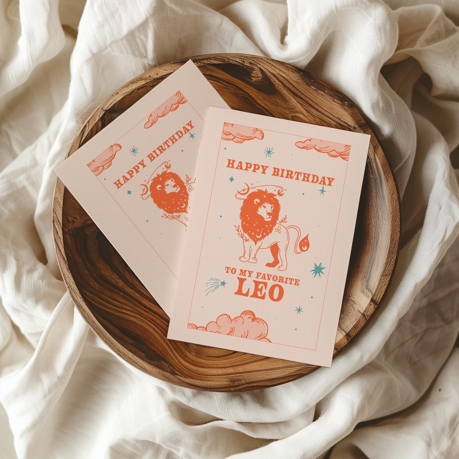 Leo Birthday Card Leo Retro Zodiac Sign Custom Card Happy Birthday Card ...