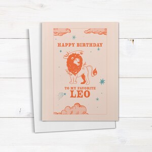 Leo Birthday Card Leo Retro Zodiac Sign Custom Card Happy Birthday Card ...