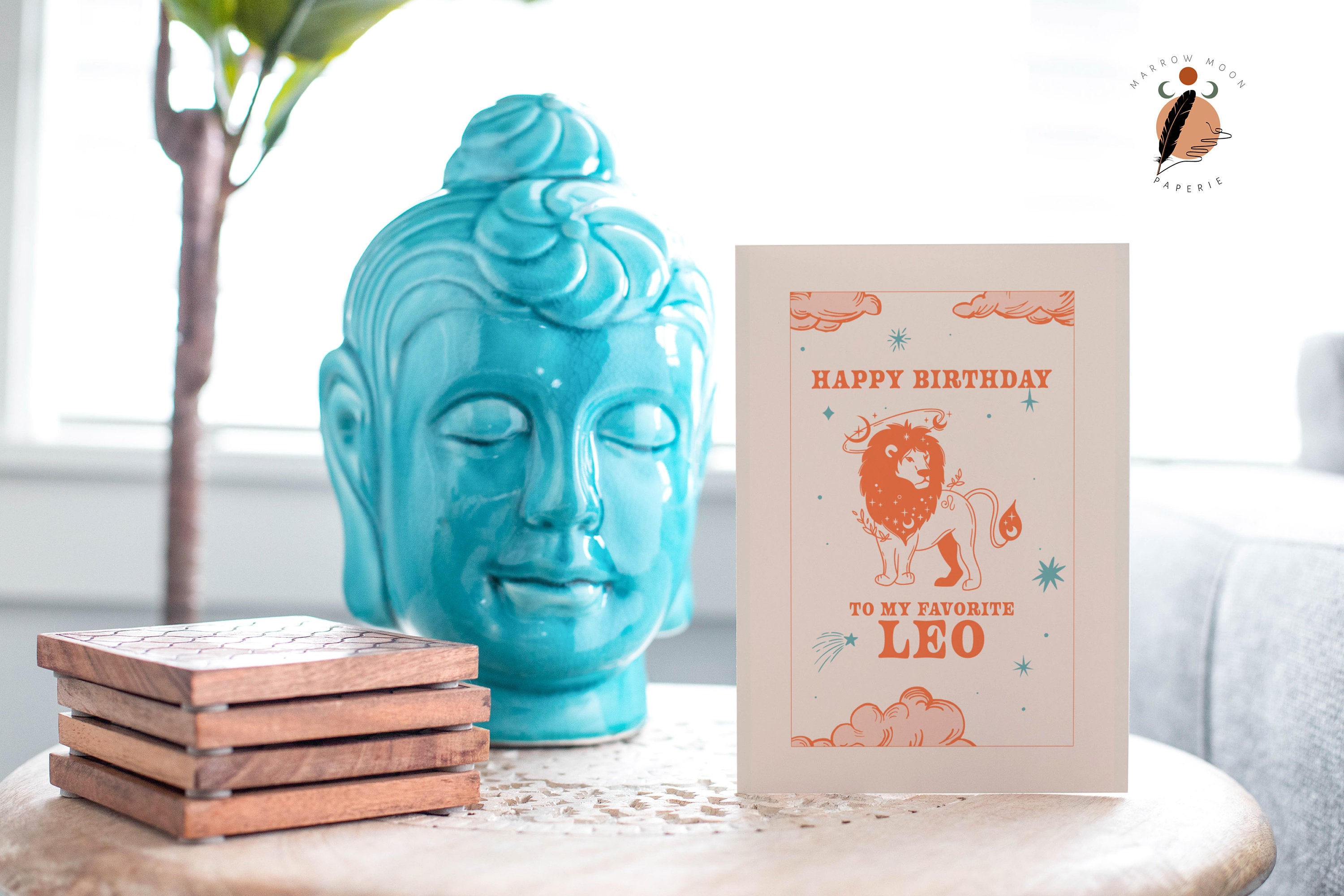 Leo Birthday Card Leo Retro Zodiac Sign Custom Card Happy Birthday Card ...