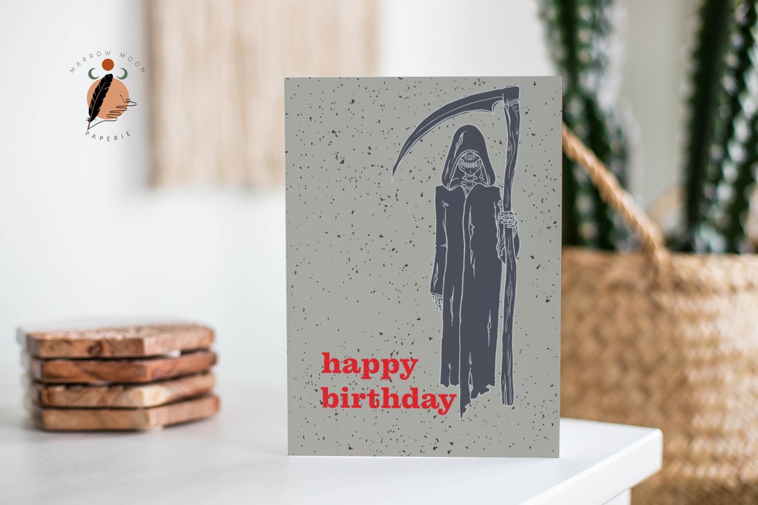 Grim Reaper Birthday Card Goth Birthday Card Witchy - Etsy