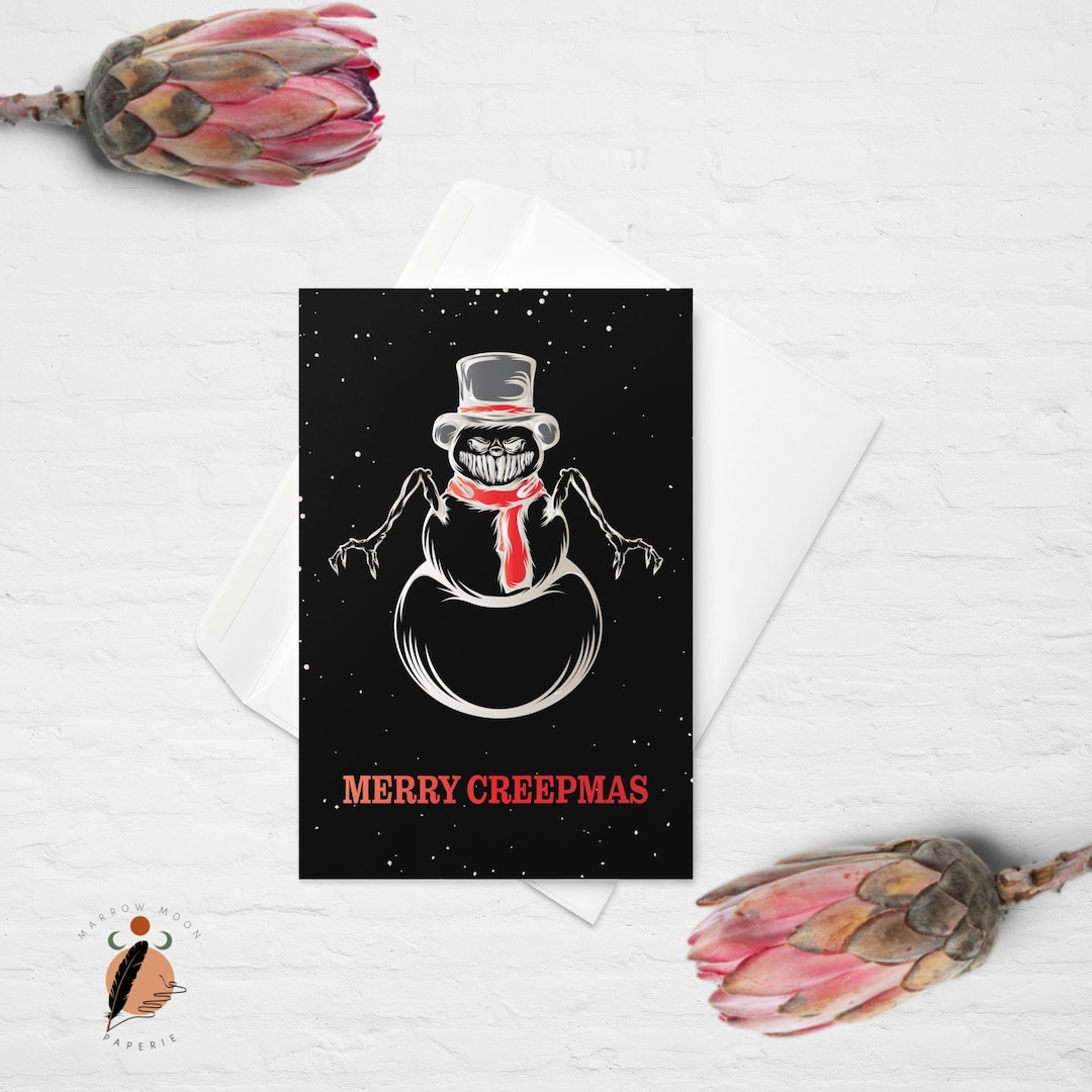 Merry Creepmas Horror Christmas Cards Creepy Snowman Holiday Cards ...