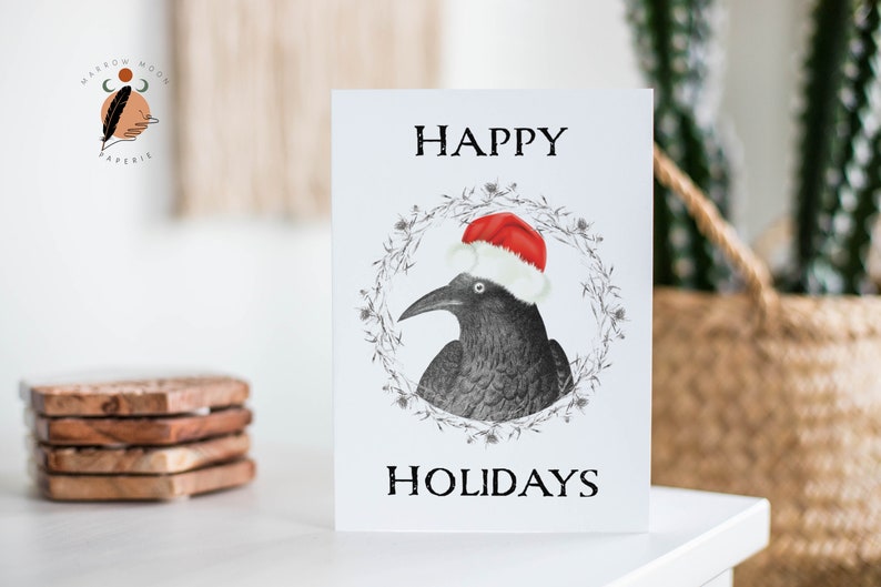 Santa Crow Christmas Card Witchy Christmas Cards Gothic Christmas ...