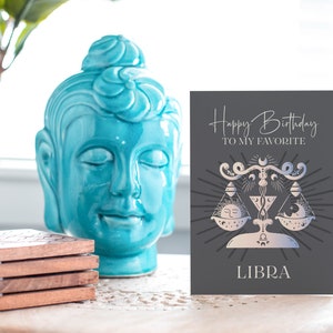 Libra Birthday Card, Libra Zodiac Sign Custom Card, Happy Birthday Card ...