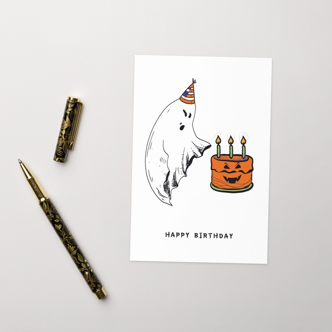 Halloween Ghost Birthday Card, Goth Birthday Card, Witchy Stationery ...