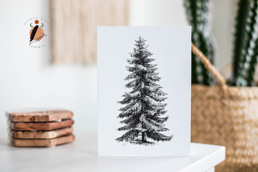 Pine Tree Christmas Cards Christmas Stationery Minimalist Christmas ...