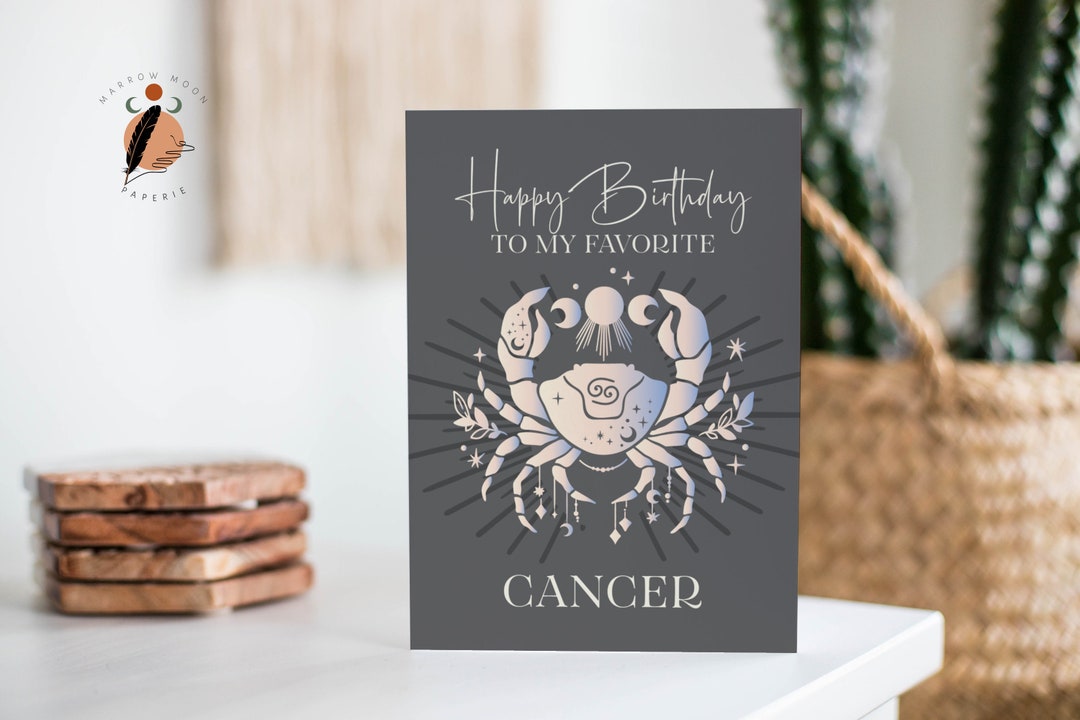 Cancer Birthday Card, Cancer Zodiac Sign Custom Card, Happy Birthday ...