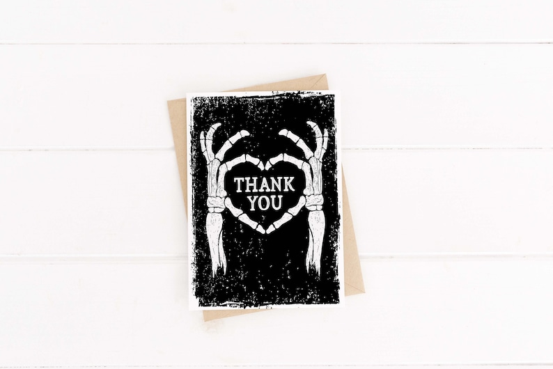 Halloween Thank You Cards Skeleton Hands Note Cards Heart - Etsy