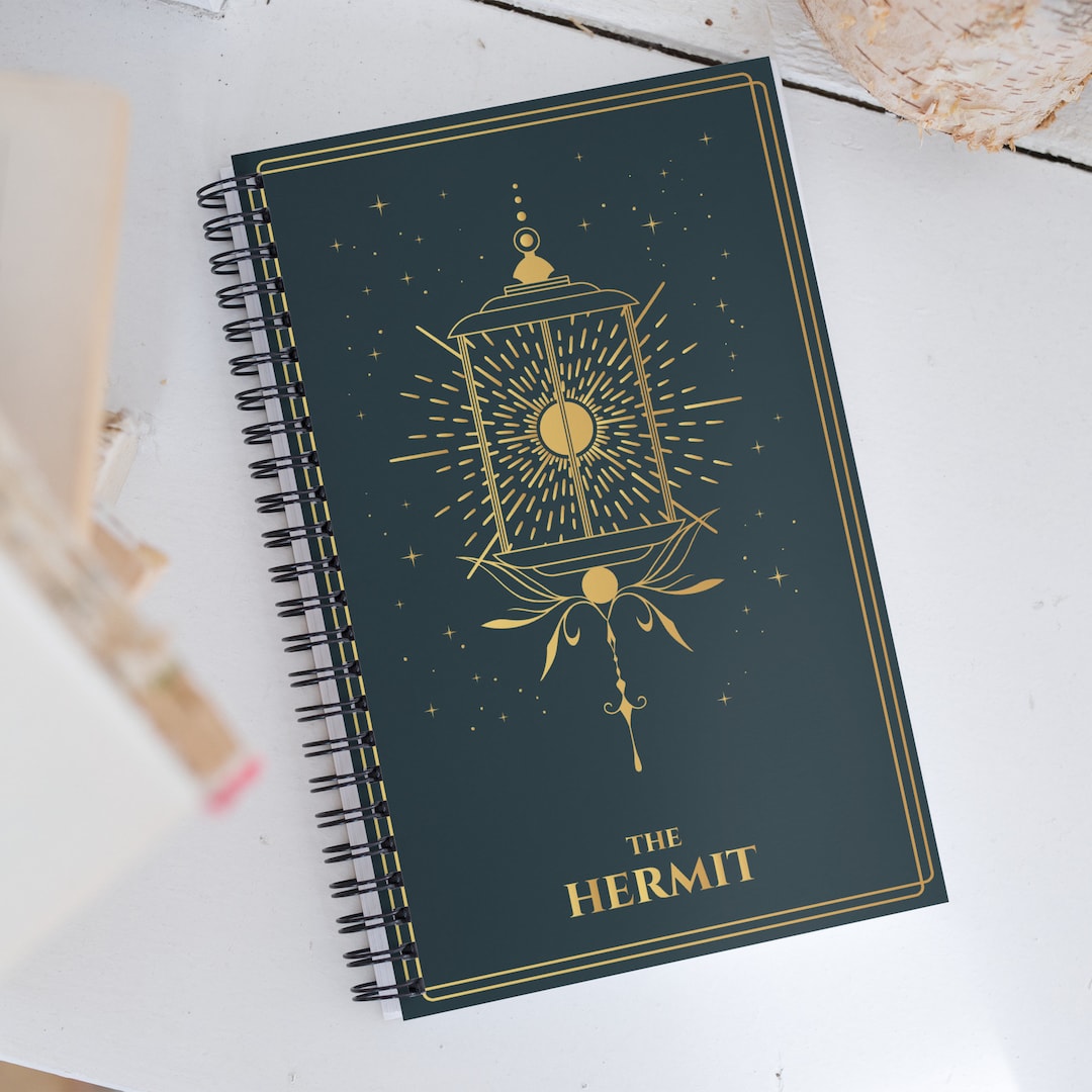 The Hermit Tarot Card Journal With a Witchy Aesthetic Gold and Blue ...