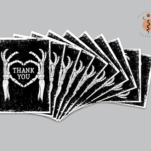Skeleton Heart Hands Goth Thank You Card Witchy Wedding Stationery A2 ...