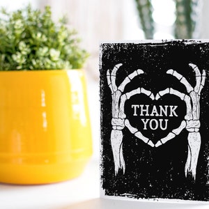 Skeleton Heart Hands Goth Thank You Card Witchy Wedding Stationery A2 ...