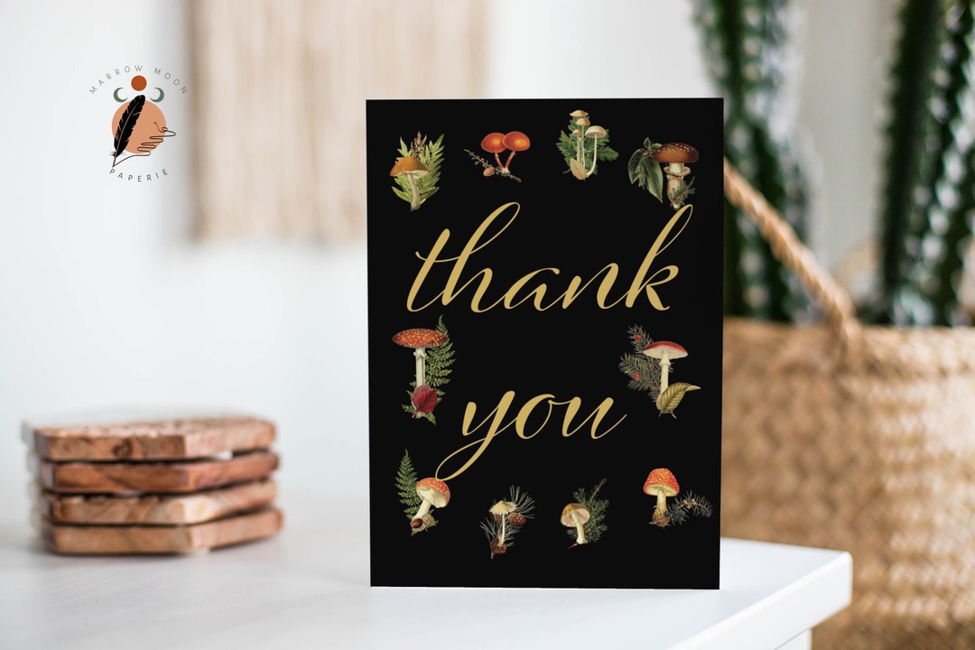 Dark Forest Mushroom Thank You Cards Witchy Wedding Stationery Goth ...