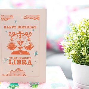 Libra Birthday Card Libra Retro Zodiac Sign Custom Card Happy Birthday ...